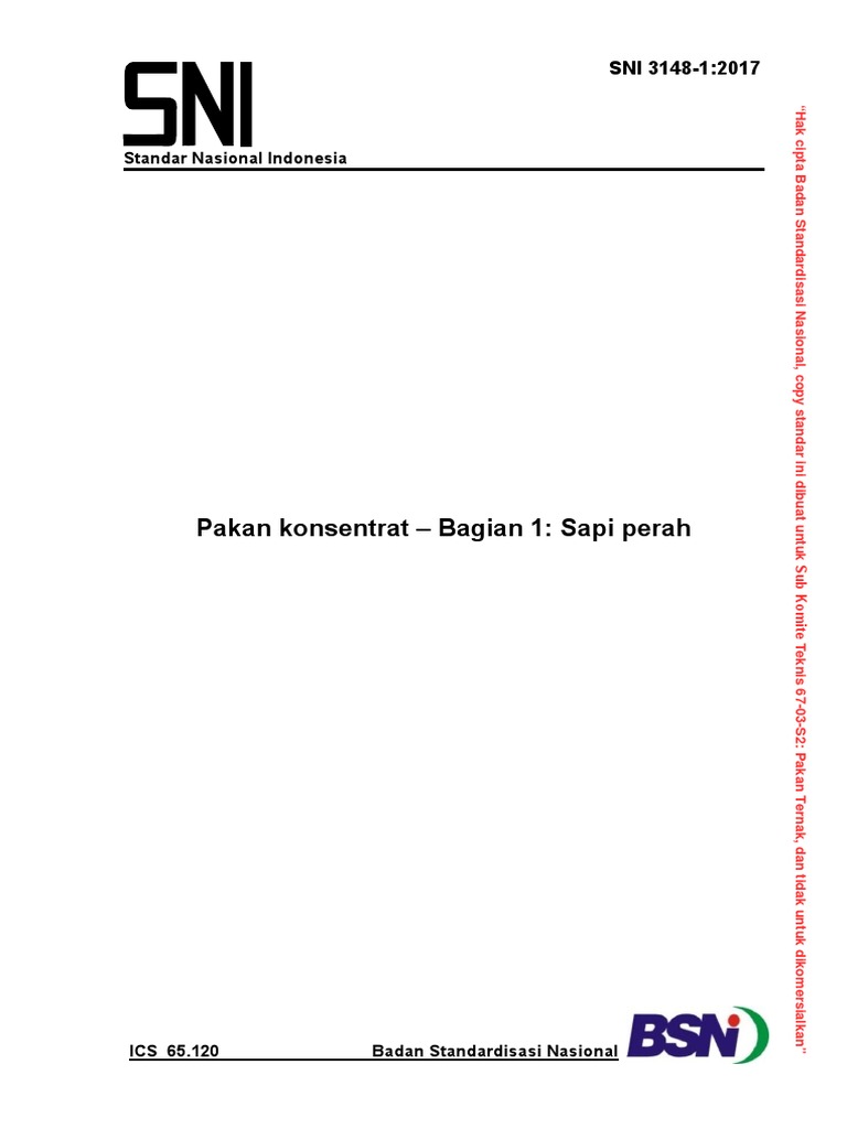 SNI 3148 1.2017 Sapi Perah | PDF