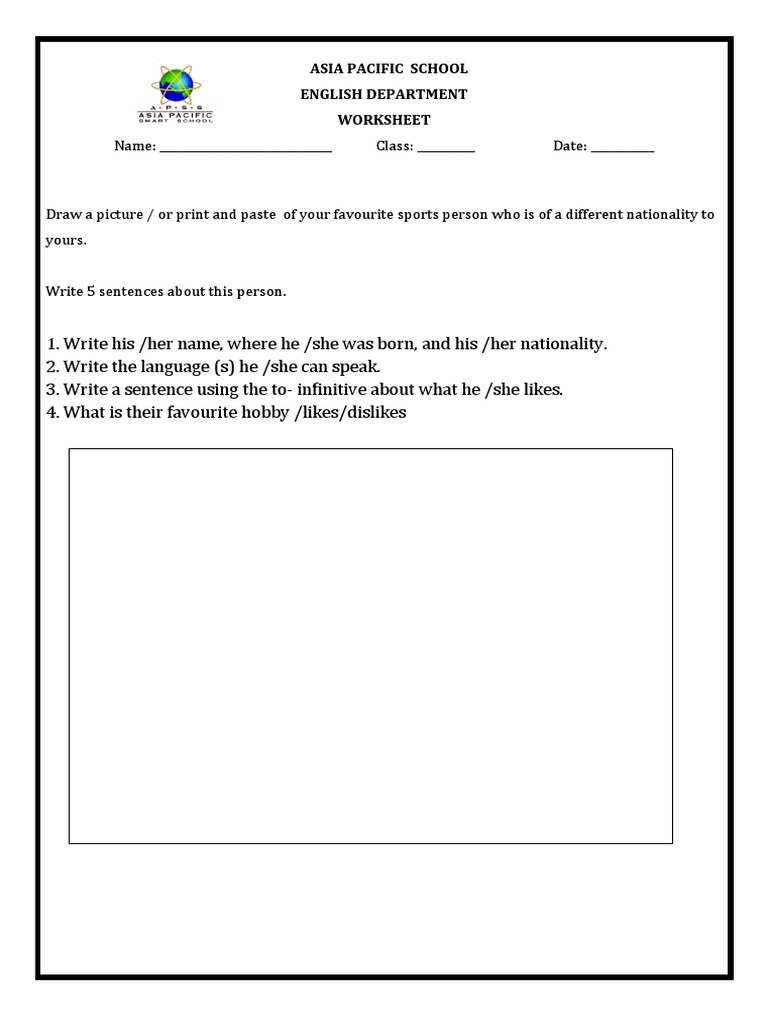 Favourite Sports Person Worksheet | PDF | Sports & Recreation