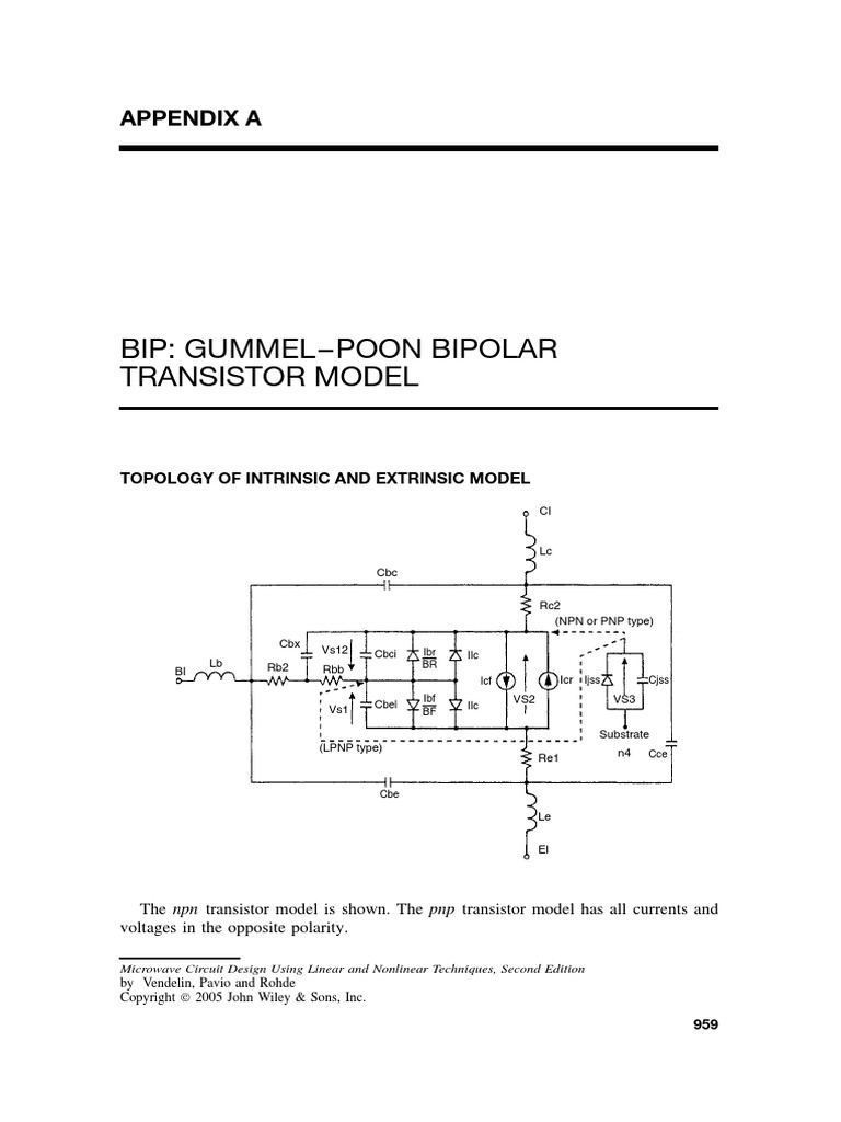 Bip: Gummel-Poon Bipolar Transistor Model: Appendix A | PDF | Bipolar ...