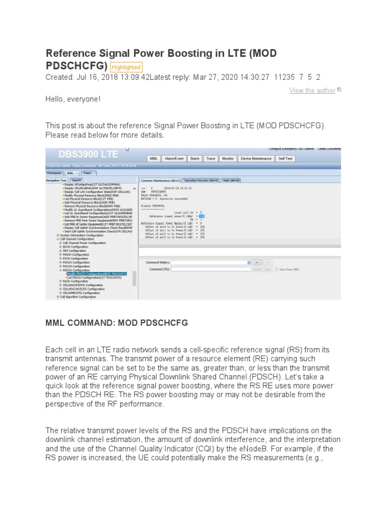 Reference Signal Power Boosting in LTE (MOD PDSCHCFG) Mantap | PDF ...
