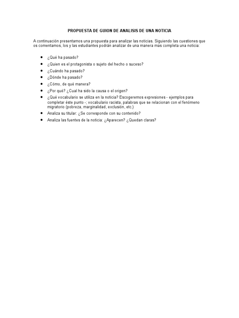 2020 Como Elaborar El Analisis de Una Noticia | PDF