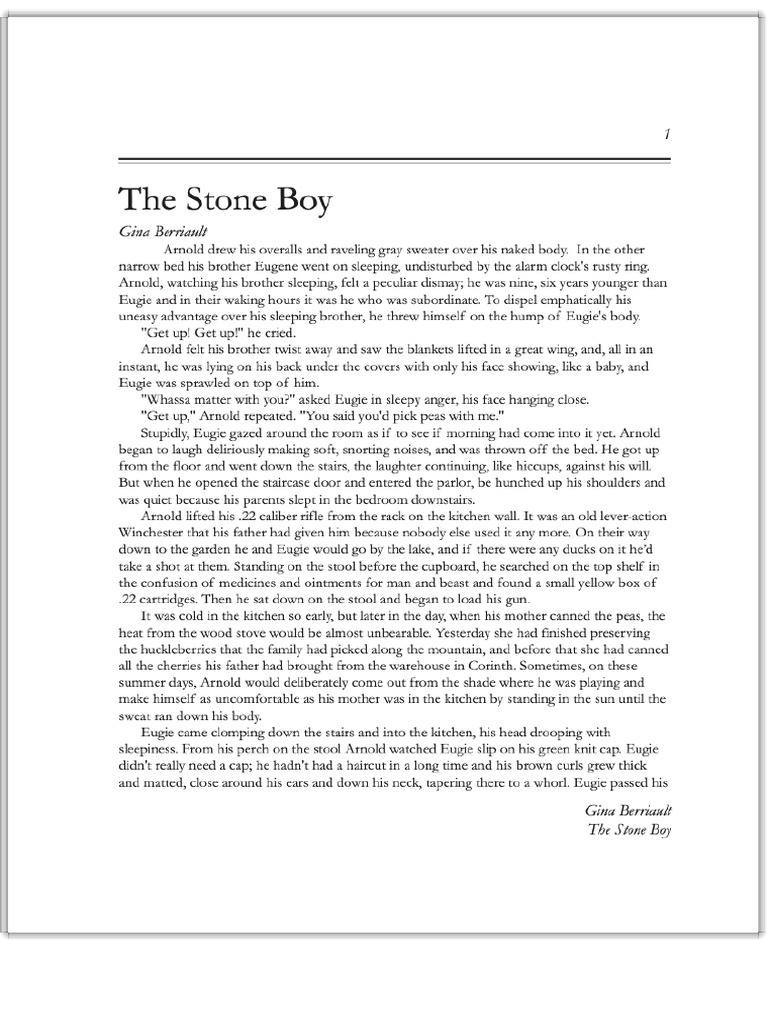 The Stone Boy. Gina Berriault. Gina Berriault. The Stone Boy - PDF | PDF