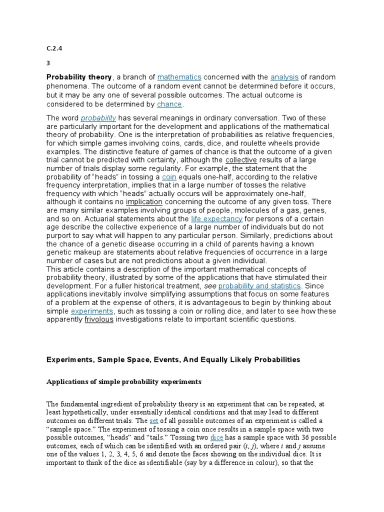 Simple Probability Experiments and Their Real-World Applications | PDF ...