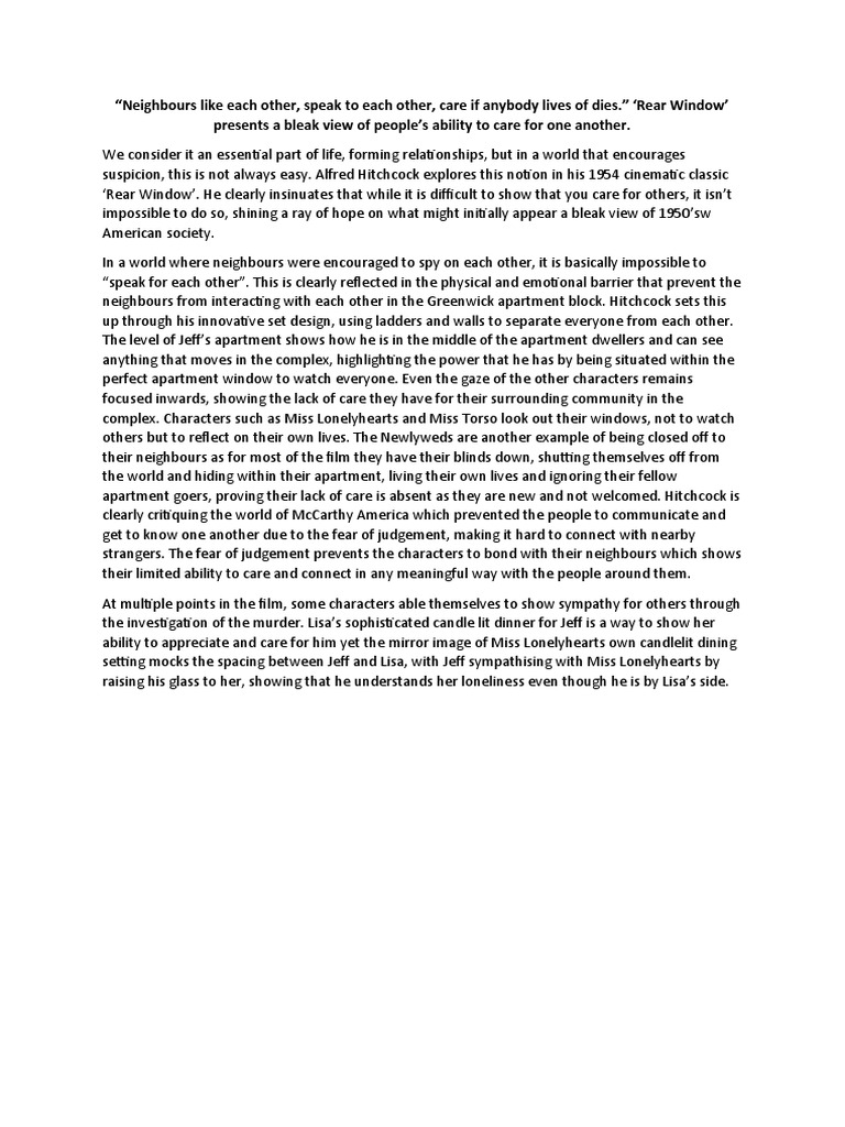 'Rear Window' Presents A Bleak View of People's Ability To Care For One ...