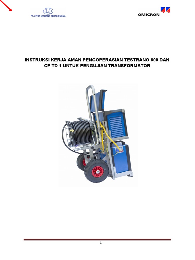 Instruksi Kerja Aman Pengujian Transformator Dengan Menggunakan ...