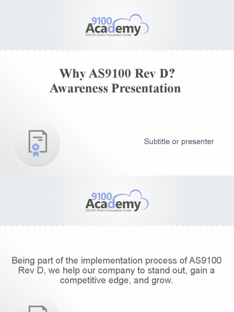 Why AS9100 RevD Awareness Presentation EN | PDF | Quality Management ...