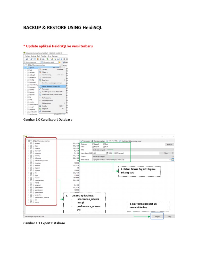 Backup & Restore Database HeidiSQL | PDF