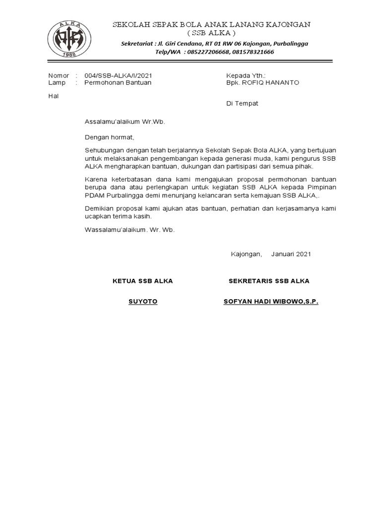 Surat Permohonan Bantuan | PDF