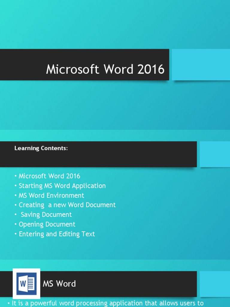 Microsoft Word 2016 Basics Guide | PDF