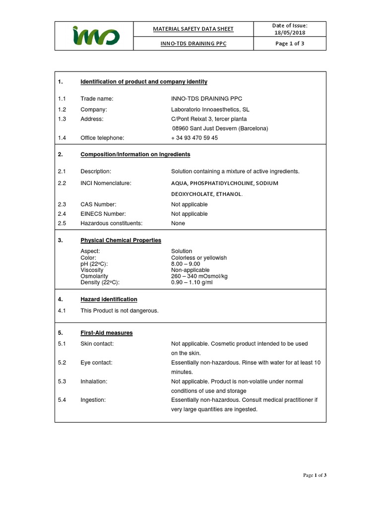 Msds - Tds Draining PPC | Download Free PDF | Toxicity | Personal ...