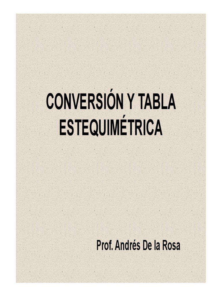 Reacción química conversión tabla estequiométrica | PDF | Fases de la materia | Cambio