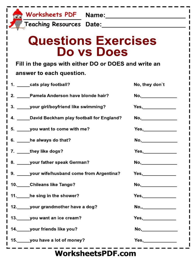 Do Does Questions Present Simple | PDF