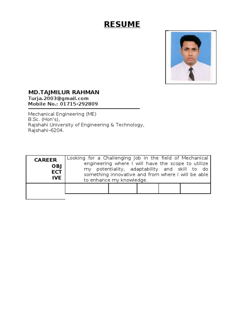 Resume of MD - Tajmilur Rahman | PDF | Bangladesh | Microsoft Windows