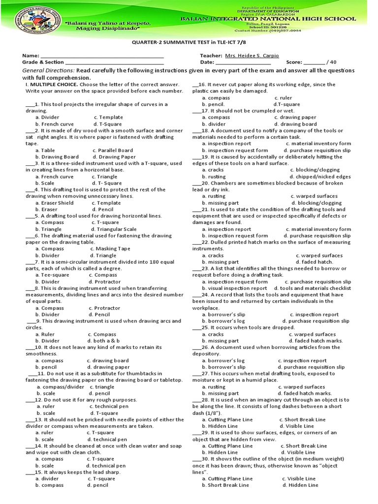 General Directions: Read Carefully The Following Instructions Given in ...