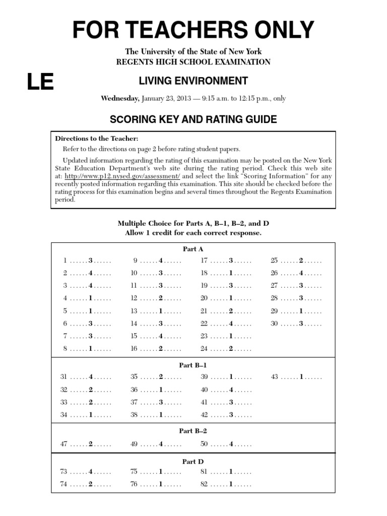 Guidelines for Scoring the January 2013 Regents Examination in Living ...