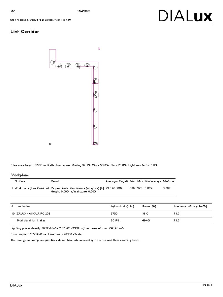 Link Corridor: Workplane | PDF | Lighting | Metrology