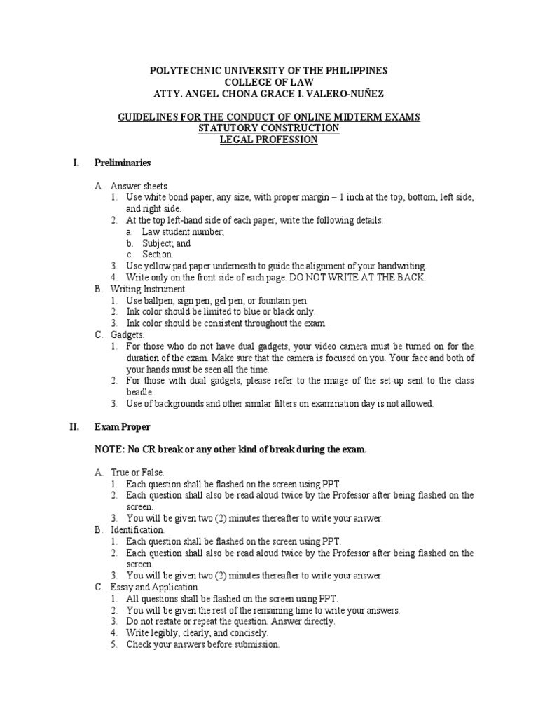 Online Exam Guidelines Pdf