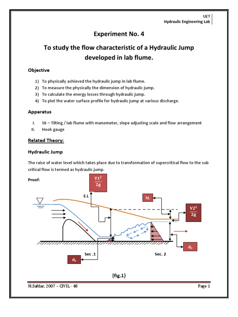 Hydraulic Jump Characteristics Experiment | PDF | Force | Dynamics ...