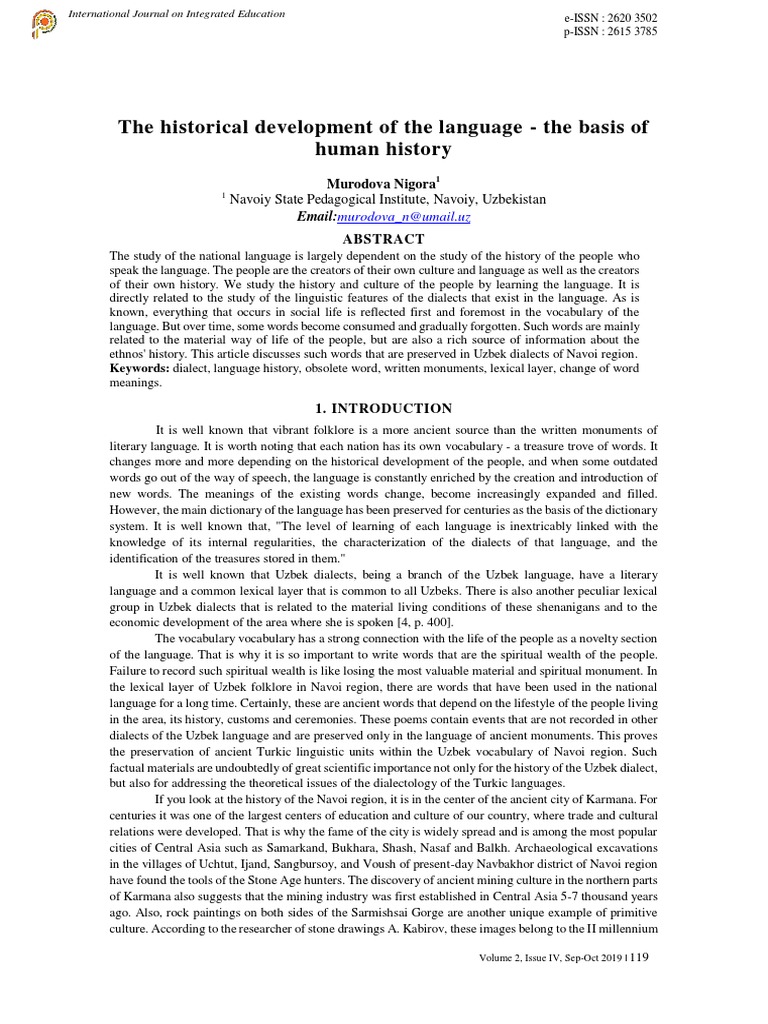 The Historical Development of The Language - The Basis of Human History ...