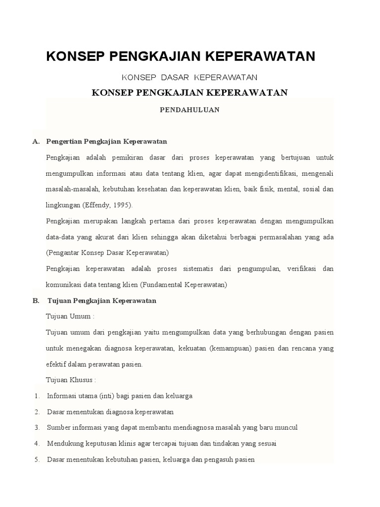 Konsep Pengkajian Keperawatan | PDF | Karier & Perkembangan | Pengembangan Diri
