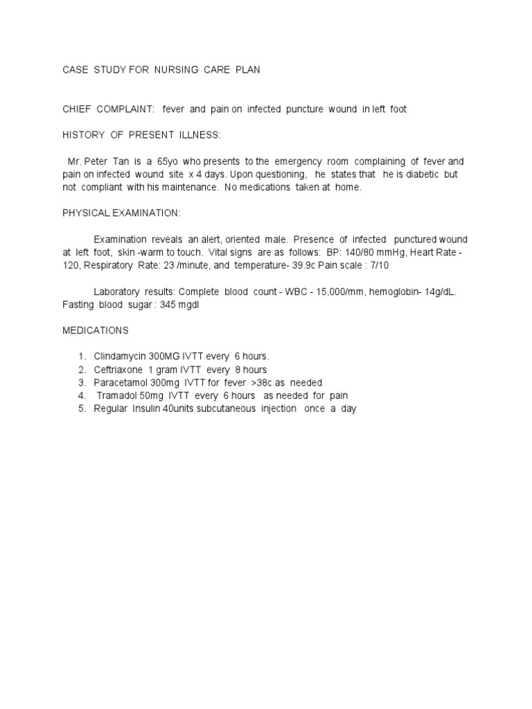 Case Study For Nursing Care Plan | PDF
