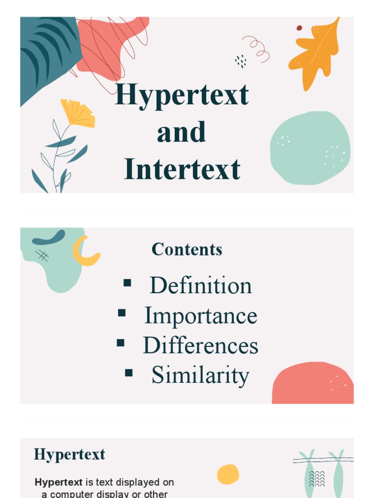 Hypertext vs Intertext: Key Differences | PDF | Language Arts ...