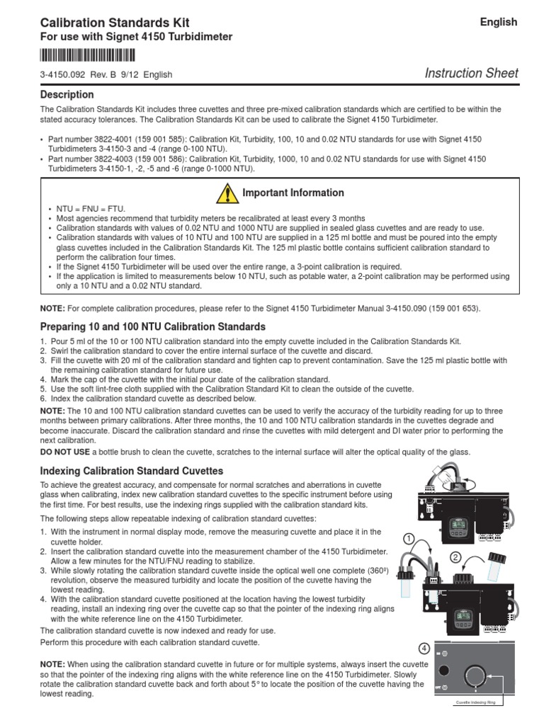 Calibration Standards Kit: Instruction Sheet | PDF | Calibration ...