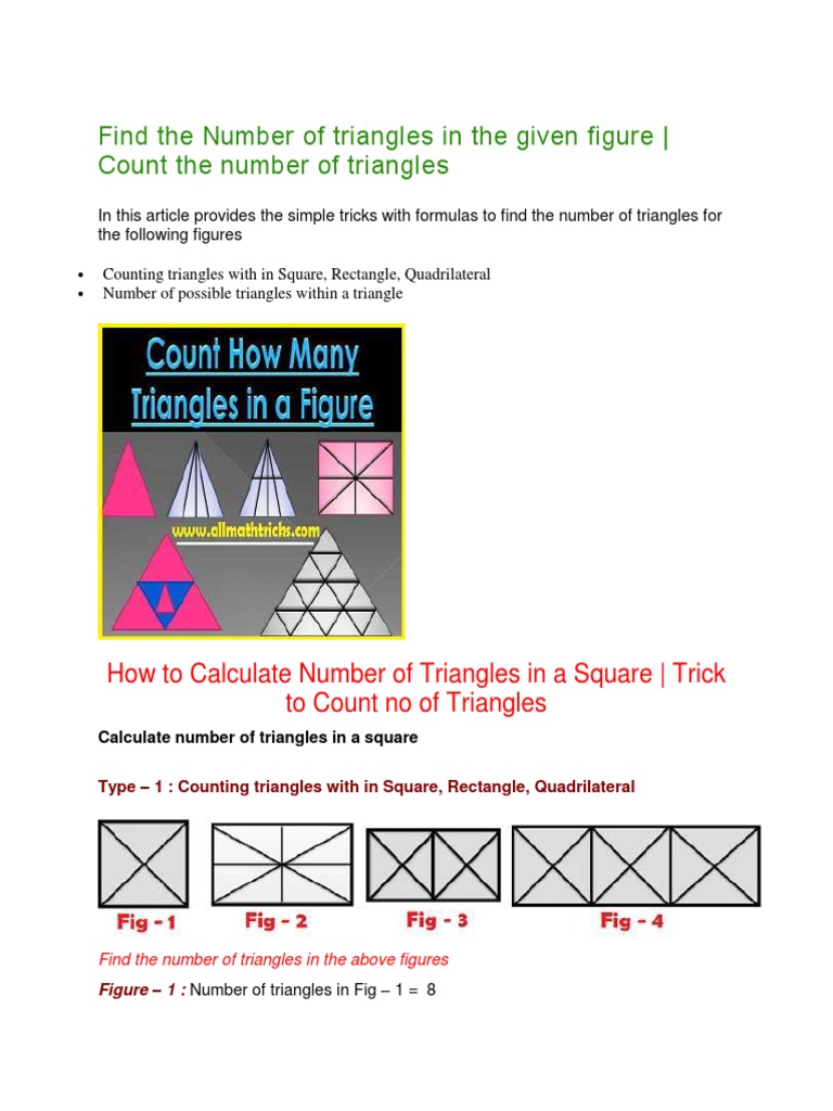 Find The Number of Triangles in The Given Figure | PDF | Rectangle ...