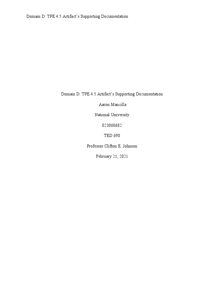 Domain D - Tpe 4 | PDF | Differentiated Instruction | Applied Psychology