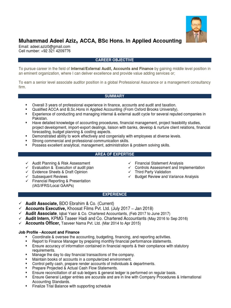 Muhammad Adeel Aziz Updated With Picture | PDF | Audit | Accounting