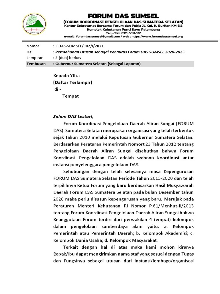 Undangan Kepengurusan Fordas 2020-2025 | PDF