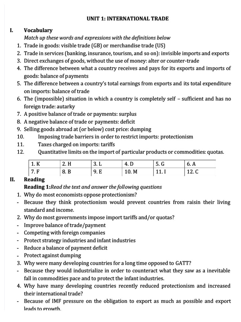 PDF Key Exercisesdocx - Compress | PDF | Tariff | Balance Of Trade