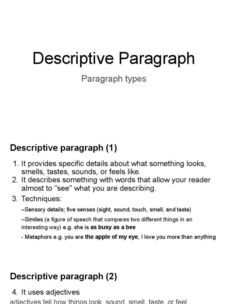 Descriptive Paragraph | PDF