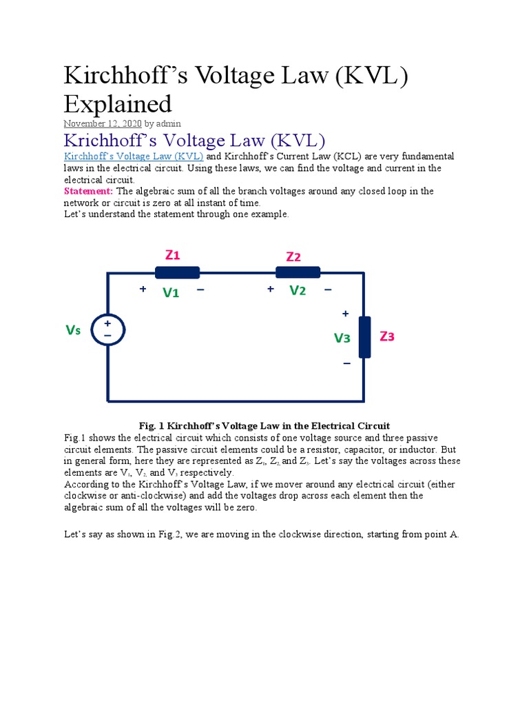Kirchhoff's Voltage Law (KVL) Explained | Download Free PDF ...