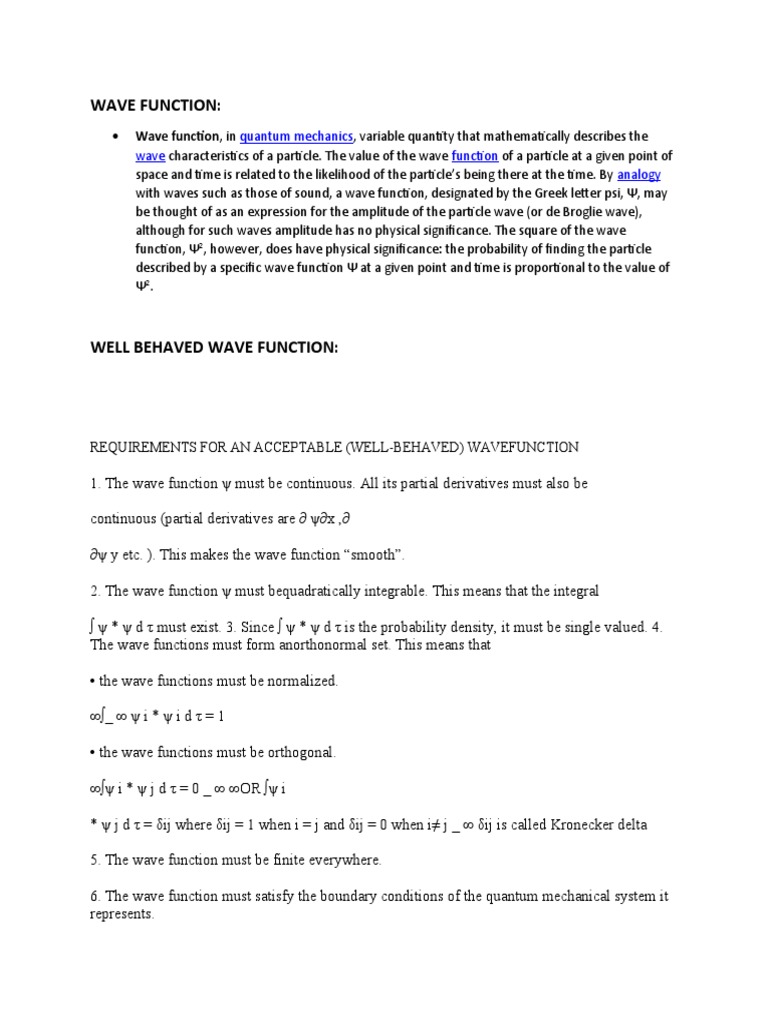 Quantum Mechanics Wave Function Analogy | PDF | Wave Function ...