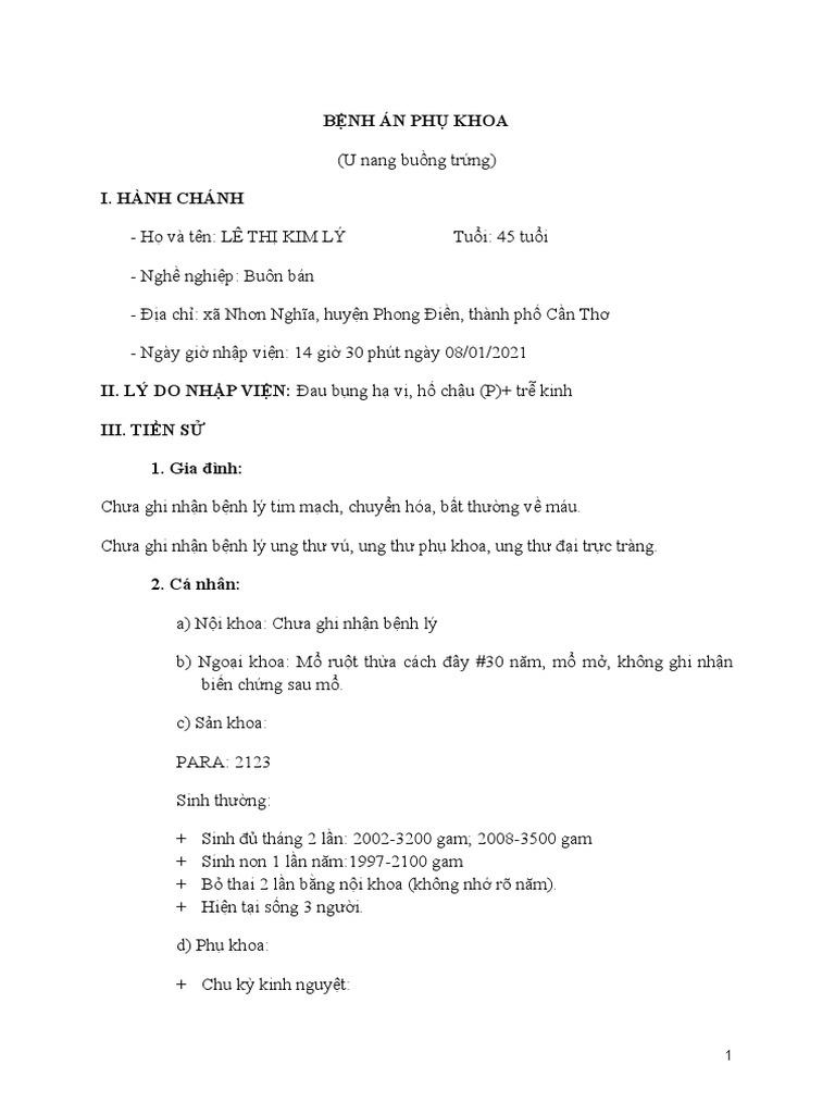 (Sản b.a) u Nang BT (Đăng Khoa) | PDF