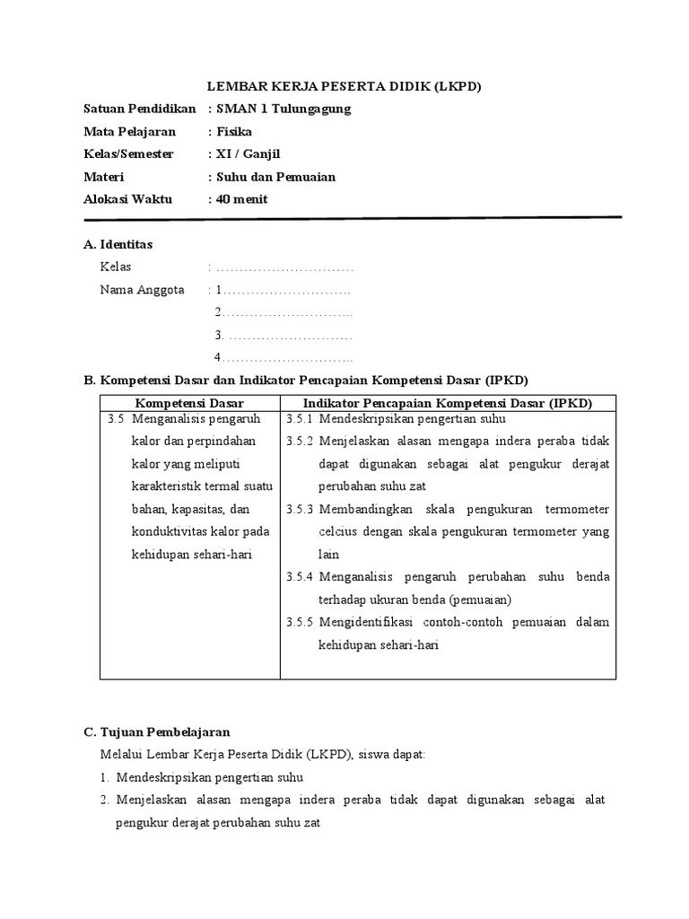 Lkpd Suhu Dan Pemuaian Pdf