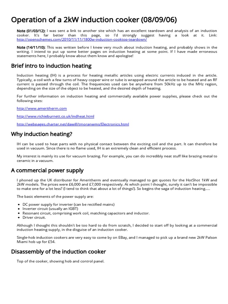Analysis of an Induction Cooker: Insights into Induction Heating ...