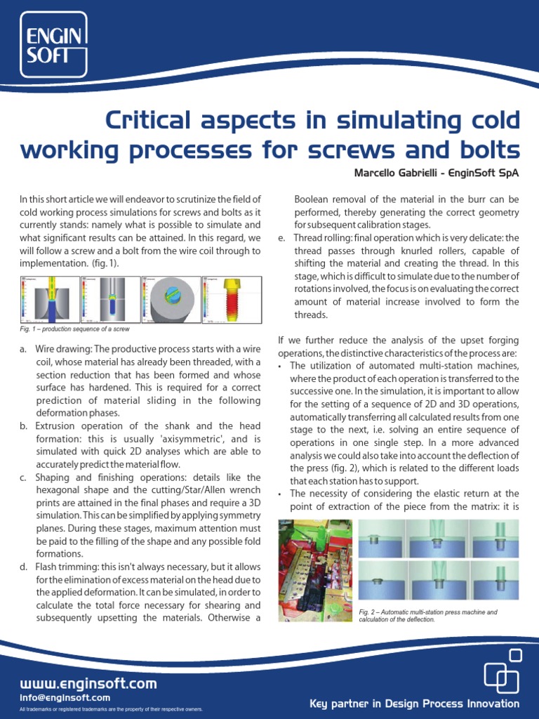 Cold Working Processes For Screws and Bolts | PDF | Screw | Deformation ...