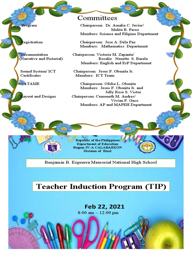 Committees: Teacher Induction Program (TIP) | PDF | Philippines