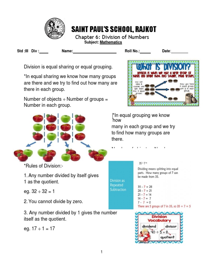 MATHS Ch.6. Division of Numbers | PDF | Teaching Mathematics | Number ...