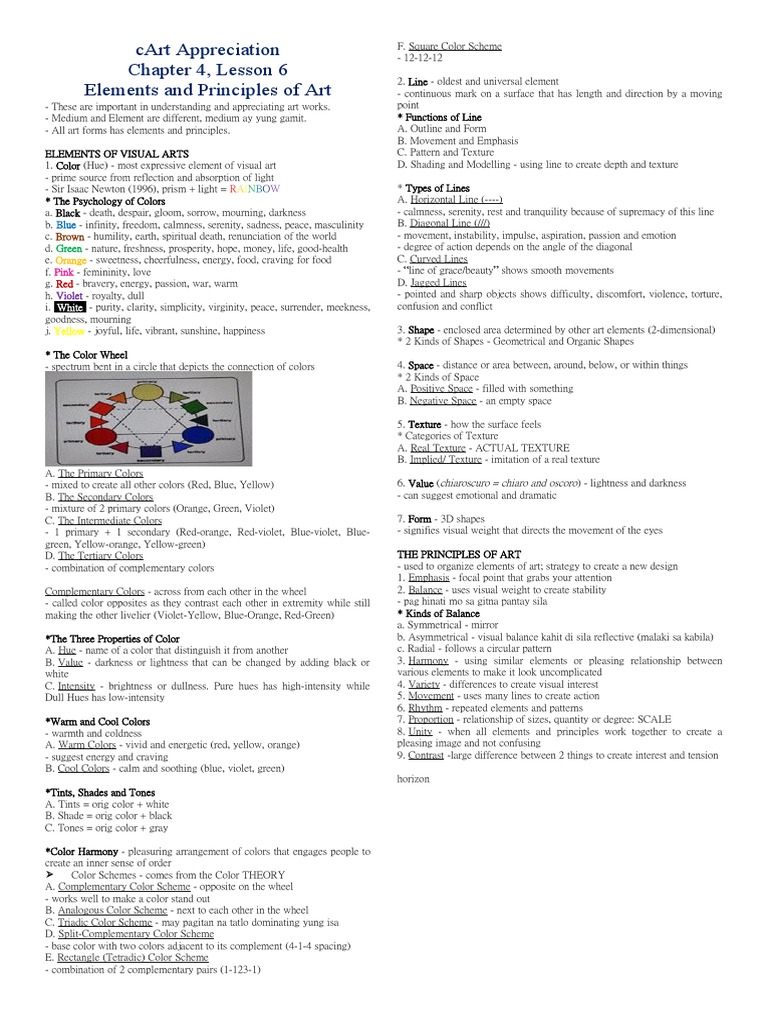 Elements and Principles of Art Explained | PDF | Color | Qualia