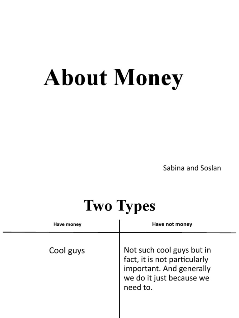 About Money: Sabina and Soslan | PDF