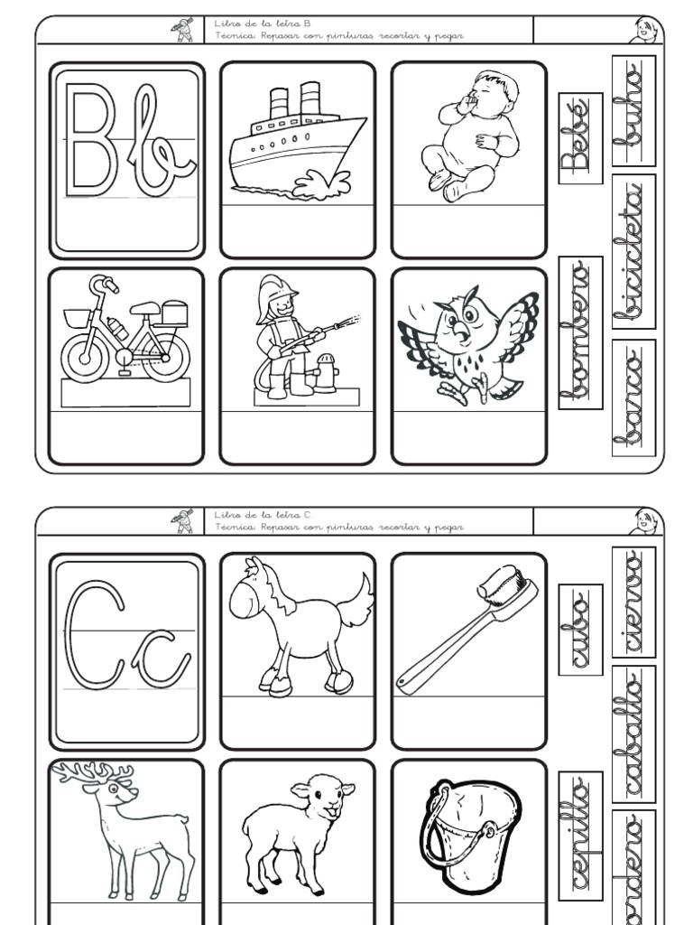 BB BB: Libro de La Letra B. Técnica: Repasar Con Pinturas, Recortar y ...