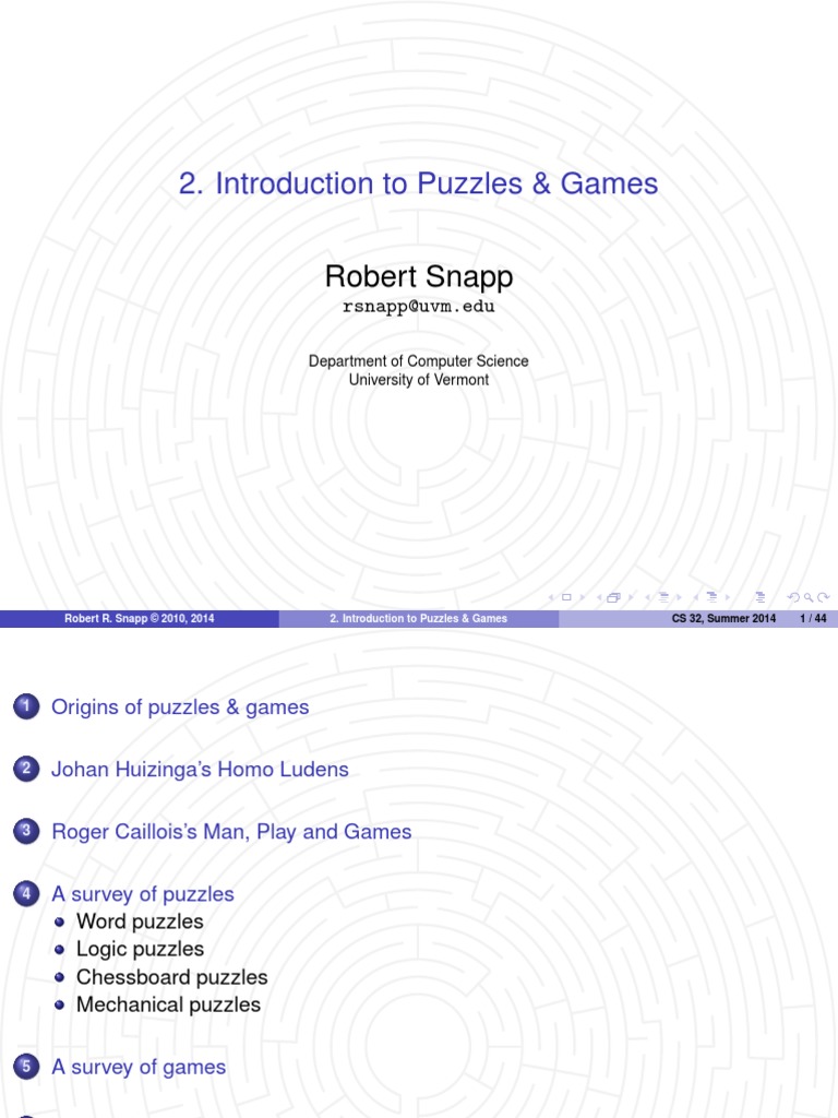 Introduction To Puzzles & Games | PDF | Games Of Mental Skill | Puzzles