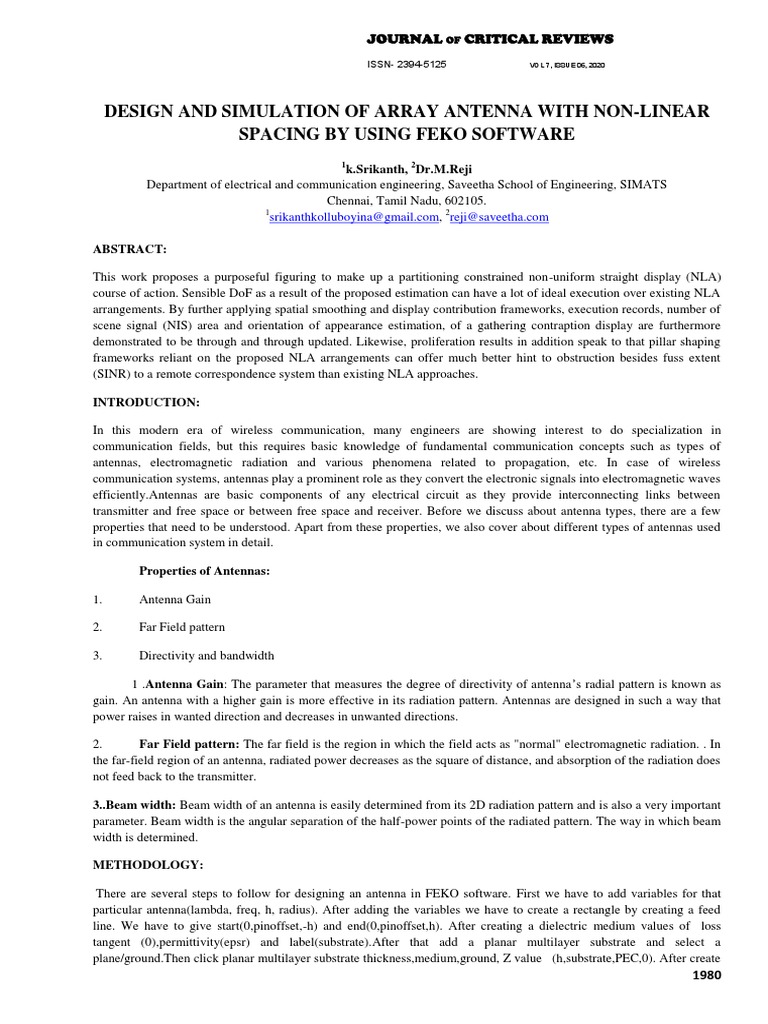Design and Simulation of Array Antenna With Non-Linear Spacing by Using ...