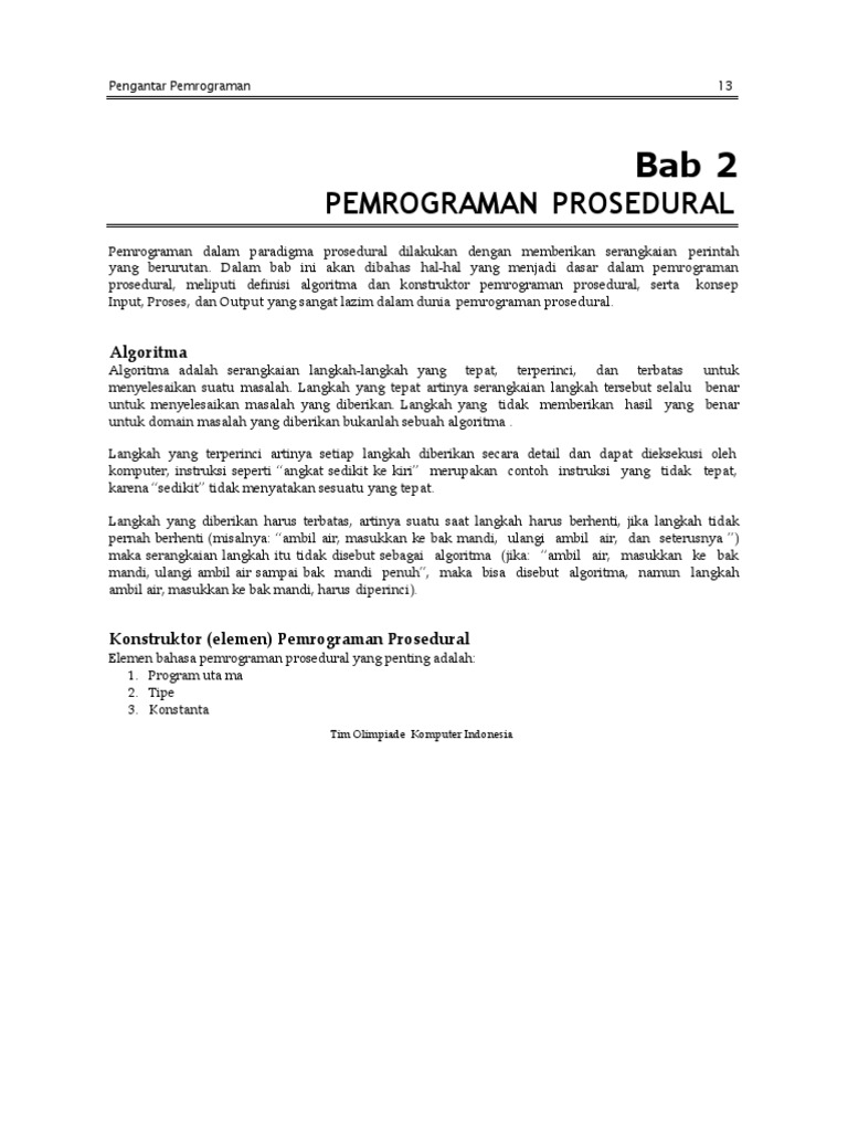 Bab 2 Pemrograman Prosedural | PDF