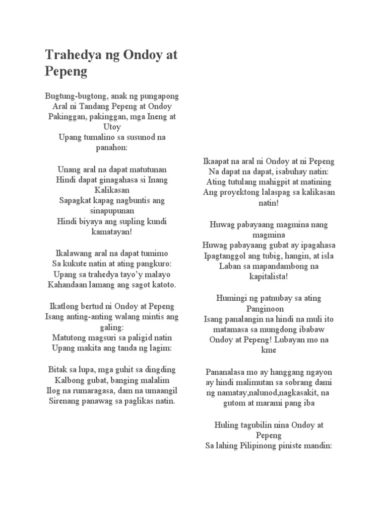 Trahedya NG Ondoy at Pepeng | PDF