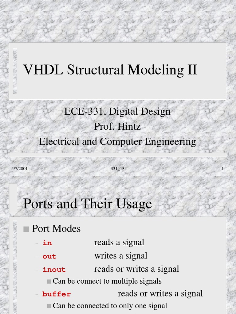 VHDL Structural Modeling II: ECE-331, Digital Design Prof. Hintz ...