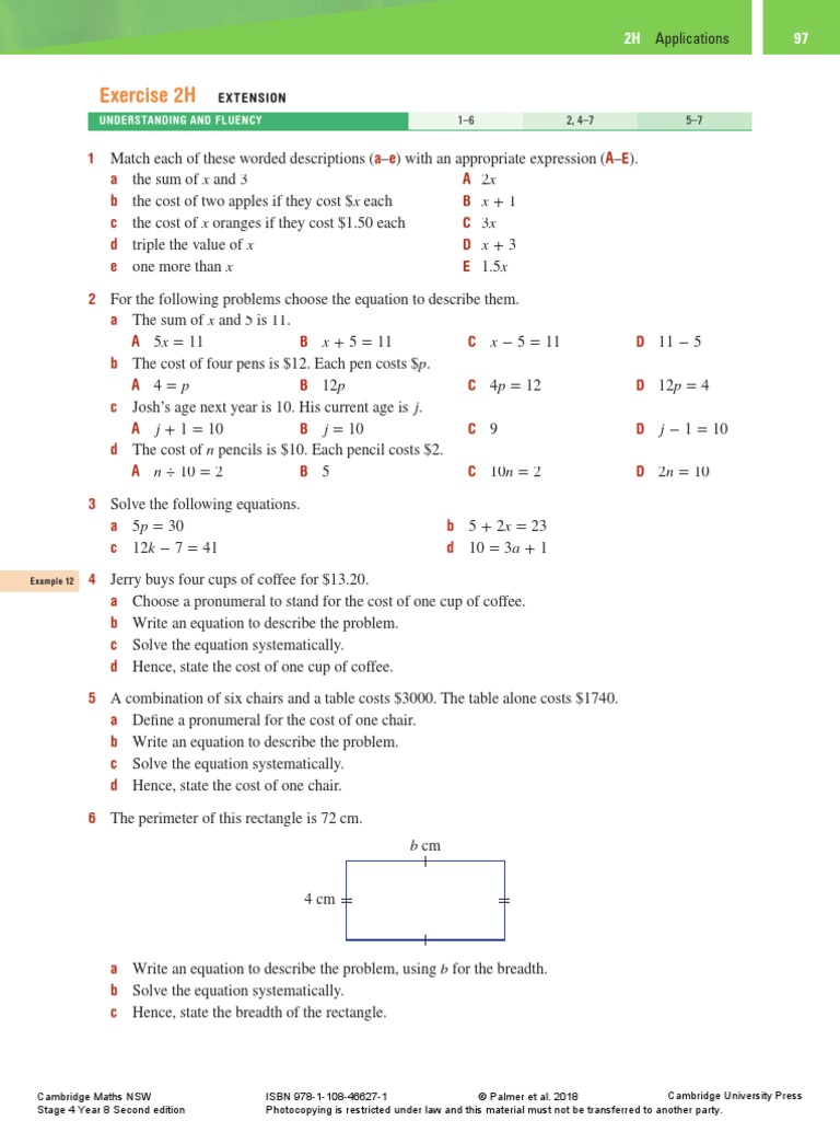 Year 8 Equations | PDF | Rectangle | Average